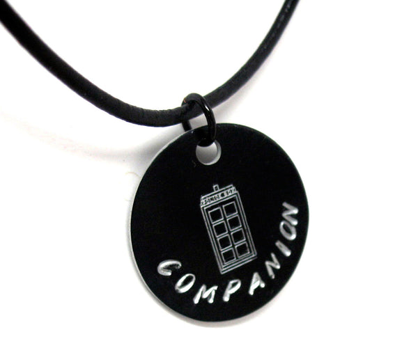 Companion - [Doctor Who] Black Aluminum Handstamped Pendant w/ Tardis ...